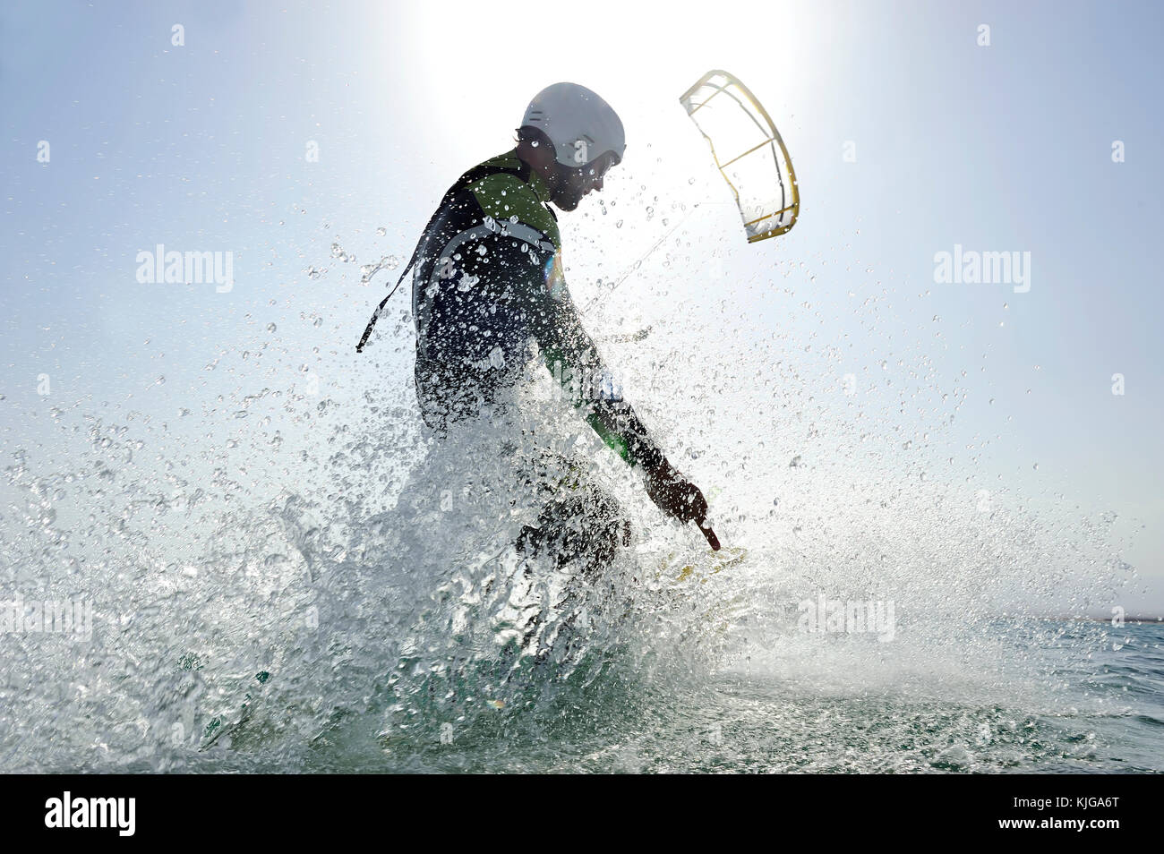 Kitesurfer in the sea Stock Photo - Alamy