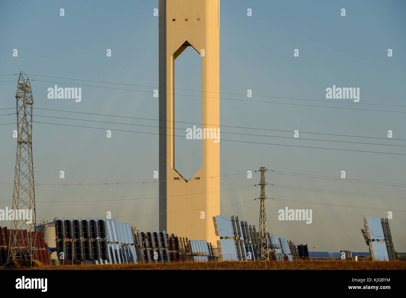 Spain, Seville, Sanlucar la Mayor, Solnova solar power station with ...