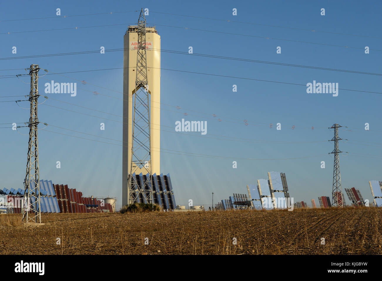 Spain, Seville, Sanlucar la Mayor, Solnova solar power station with ...