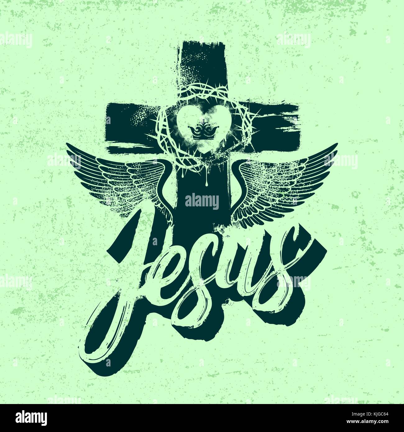 Bible lettering. Christian art. Cross of the Lord and Savior Jesus ...