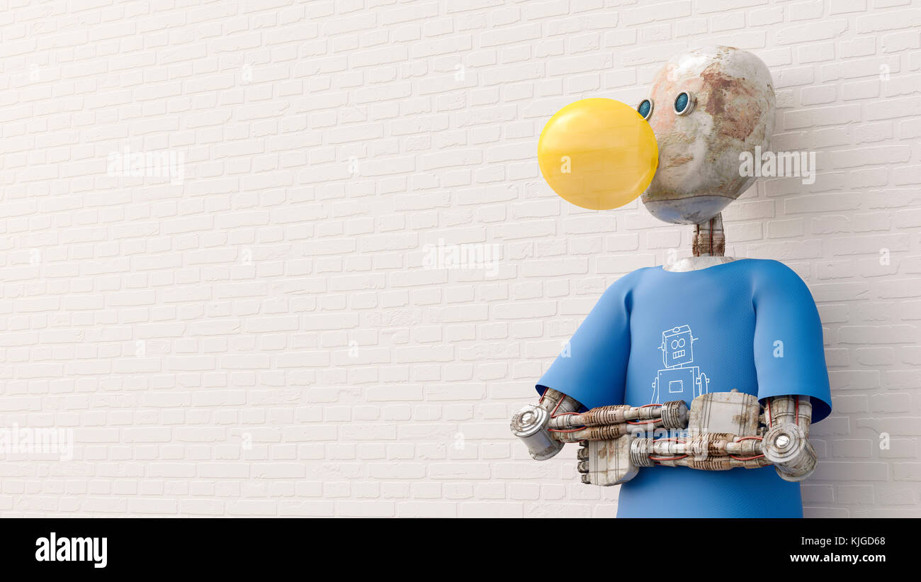 Robot making chewing gum bubble hi-res stock photography and images - Alamy