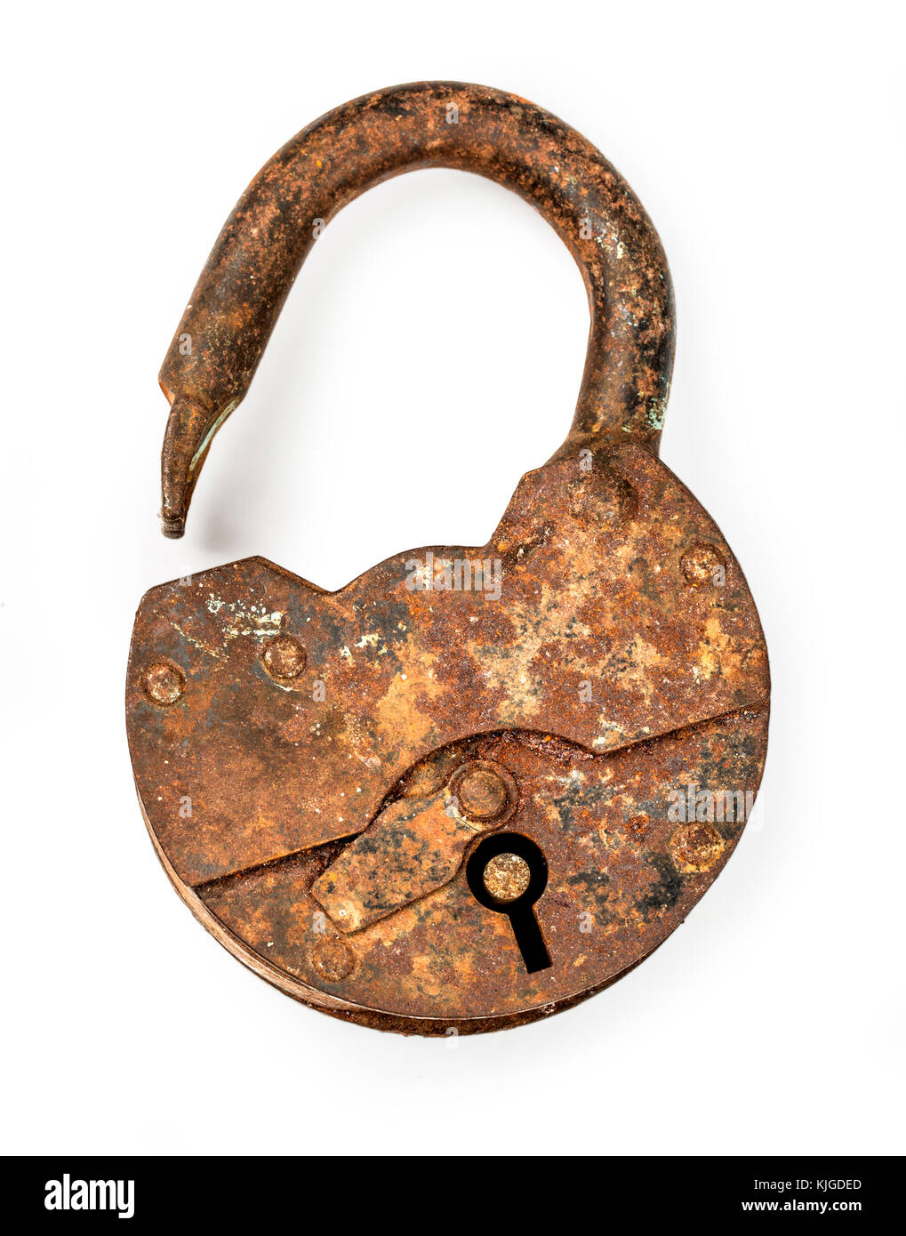 Old open padlock and key. Isolated with clipping path Stock Photo - Alamy