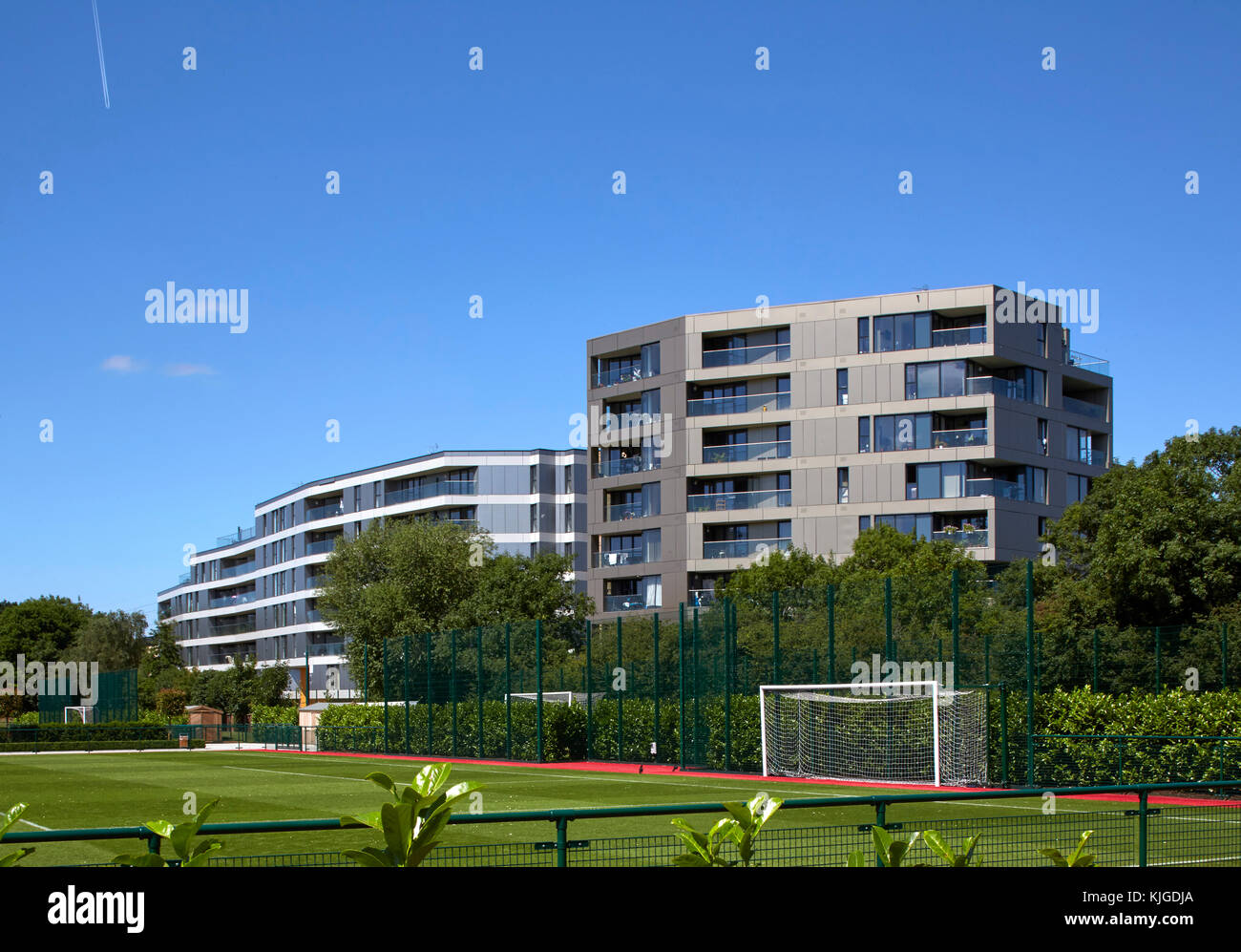 View over football training pitch. Walthamstow Stadium Housing ...