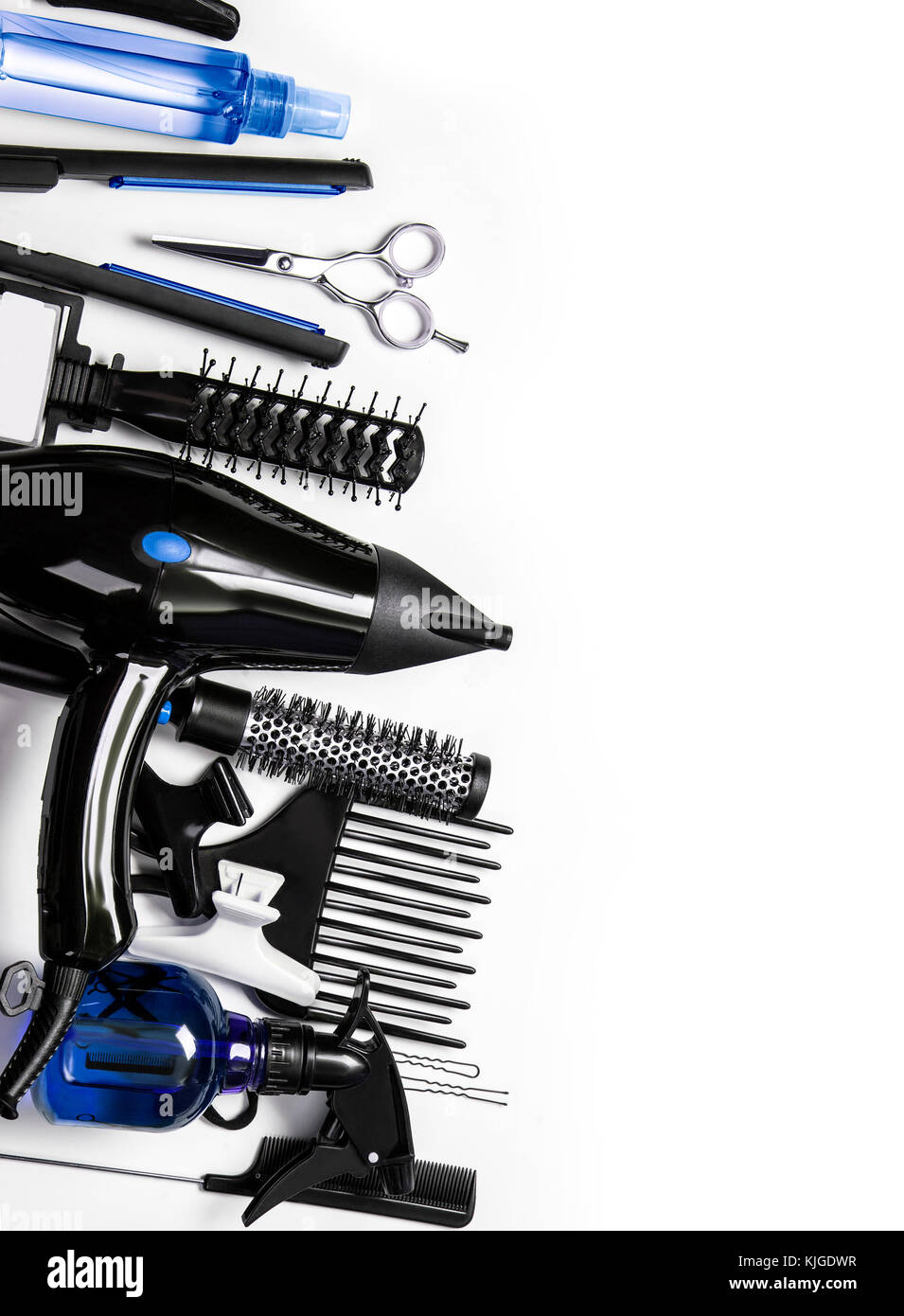 Hairdressing tools on whiter background Stock Photo - Alamy