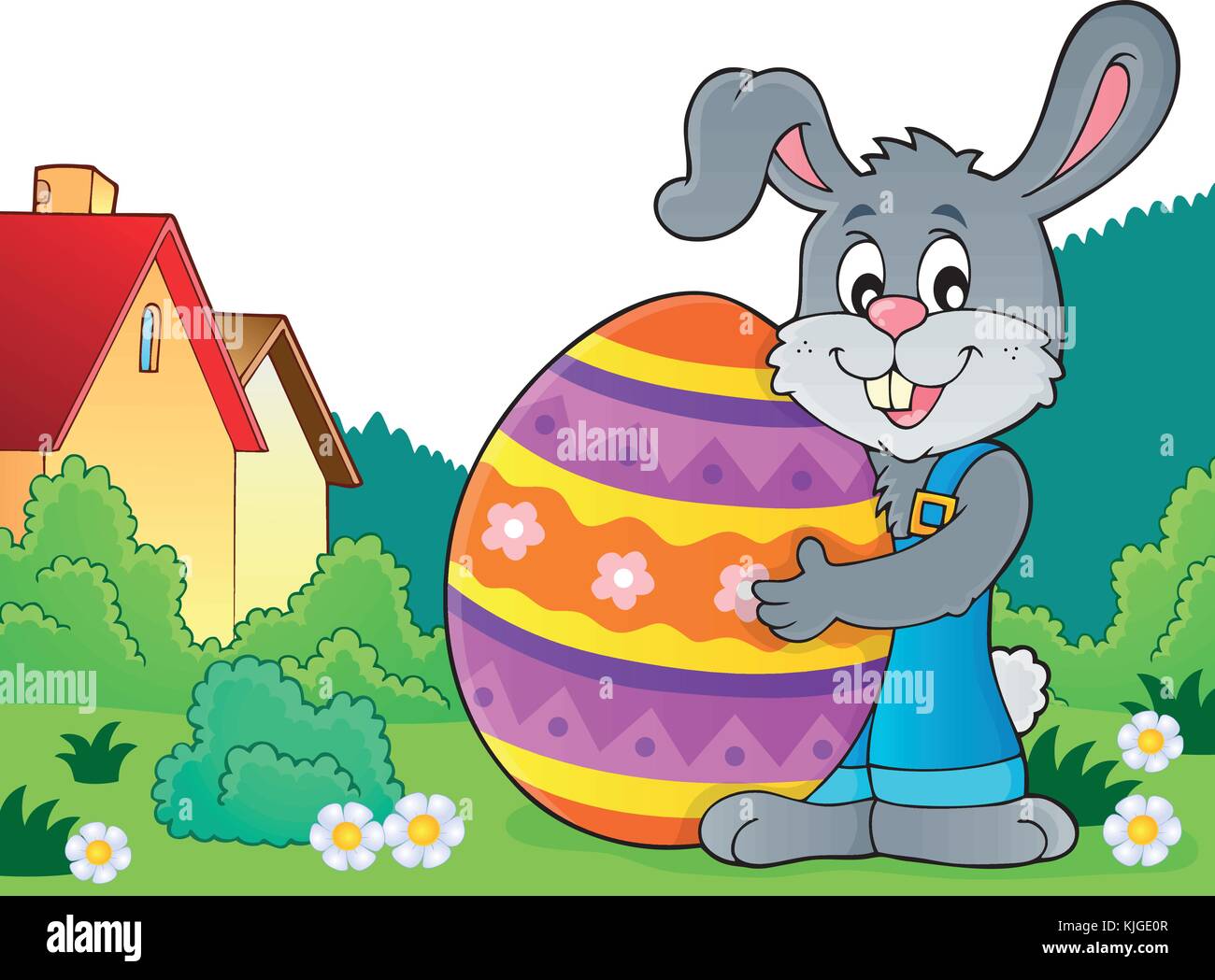 Bunny holding big Easter egg theme 4 - eps10 vector illustration Stock ...
