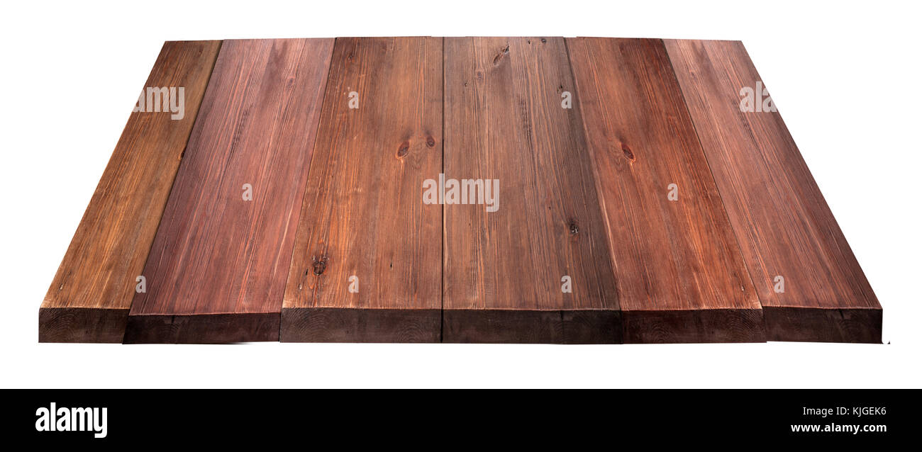 Empty wooden table top isolated on white background Stock Photo - Alamy