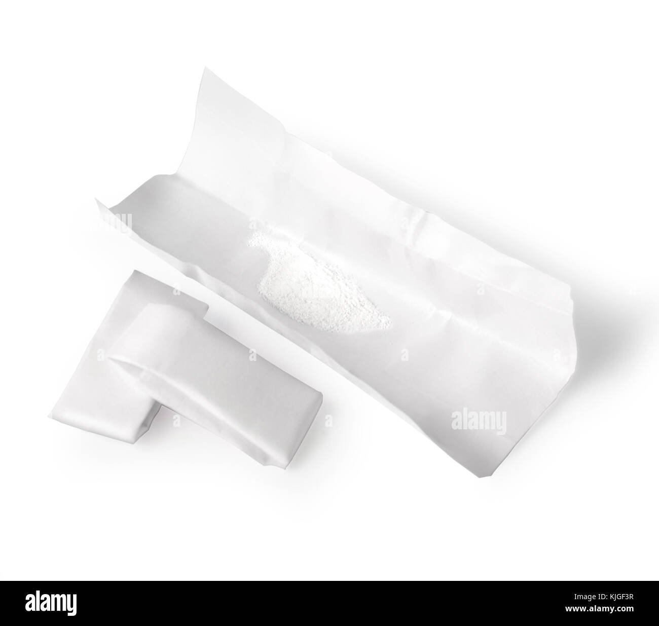 medical white powder in a paper package,with clipping pack Stock Photo ...