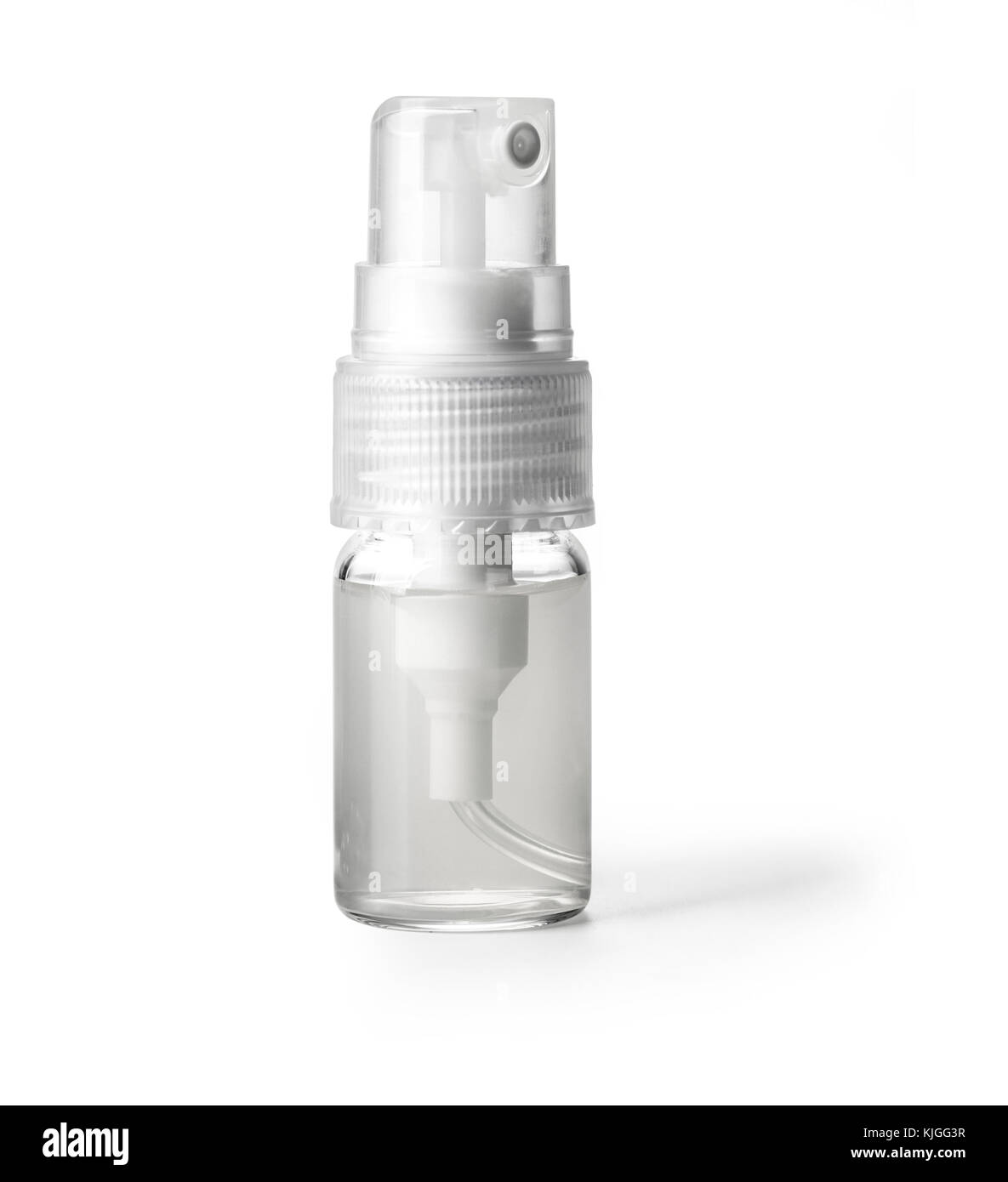 White container of spray bottle isolated over white background. With ...