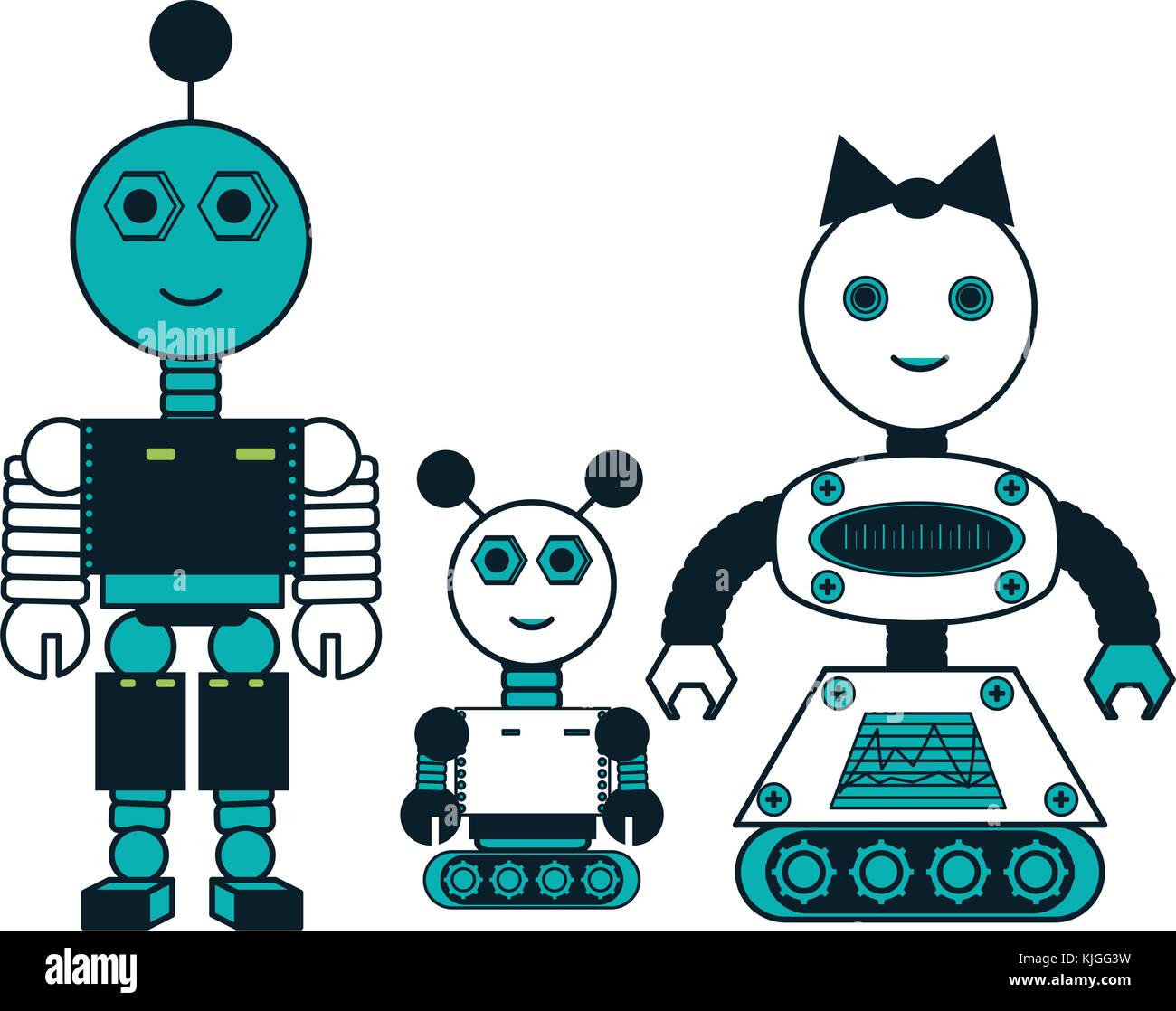 cartoon robots family icon Stock Vector Image & Art - Alamy