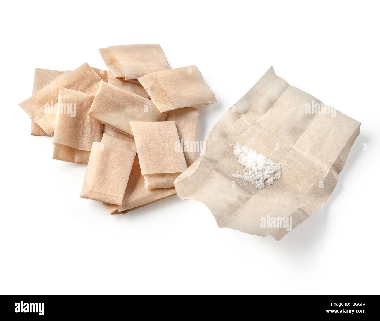 medical white powder in a paper package,with clipping pack Stock Photo ...