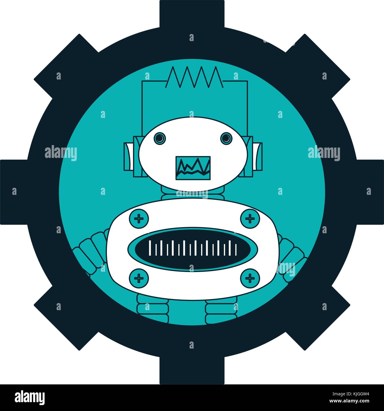 gear wheel with a robot icon Stock Vector Image & Art - Alamy