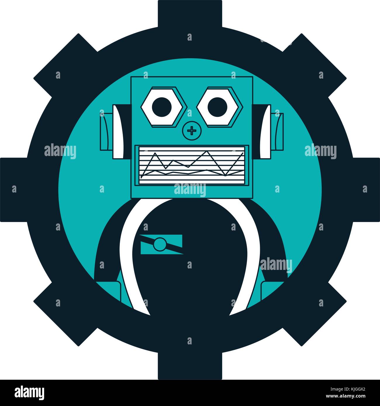 gear wheel with a robot icon Stock Vector Image & Art - Alamy