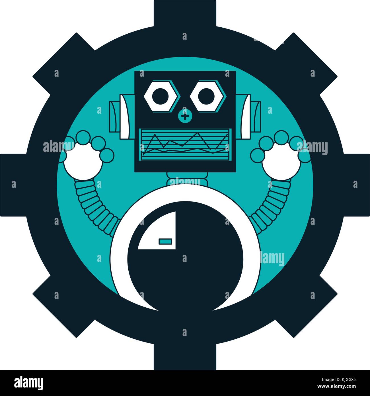 gear wheel with a robot icon Stock Vector Image & Art - Alamy