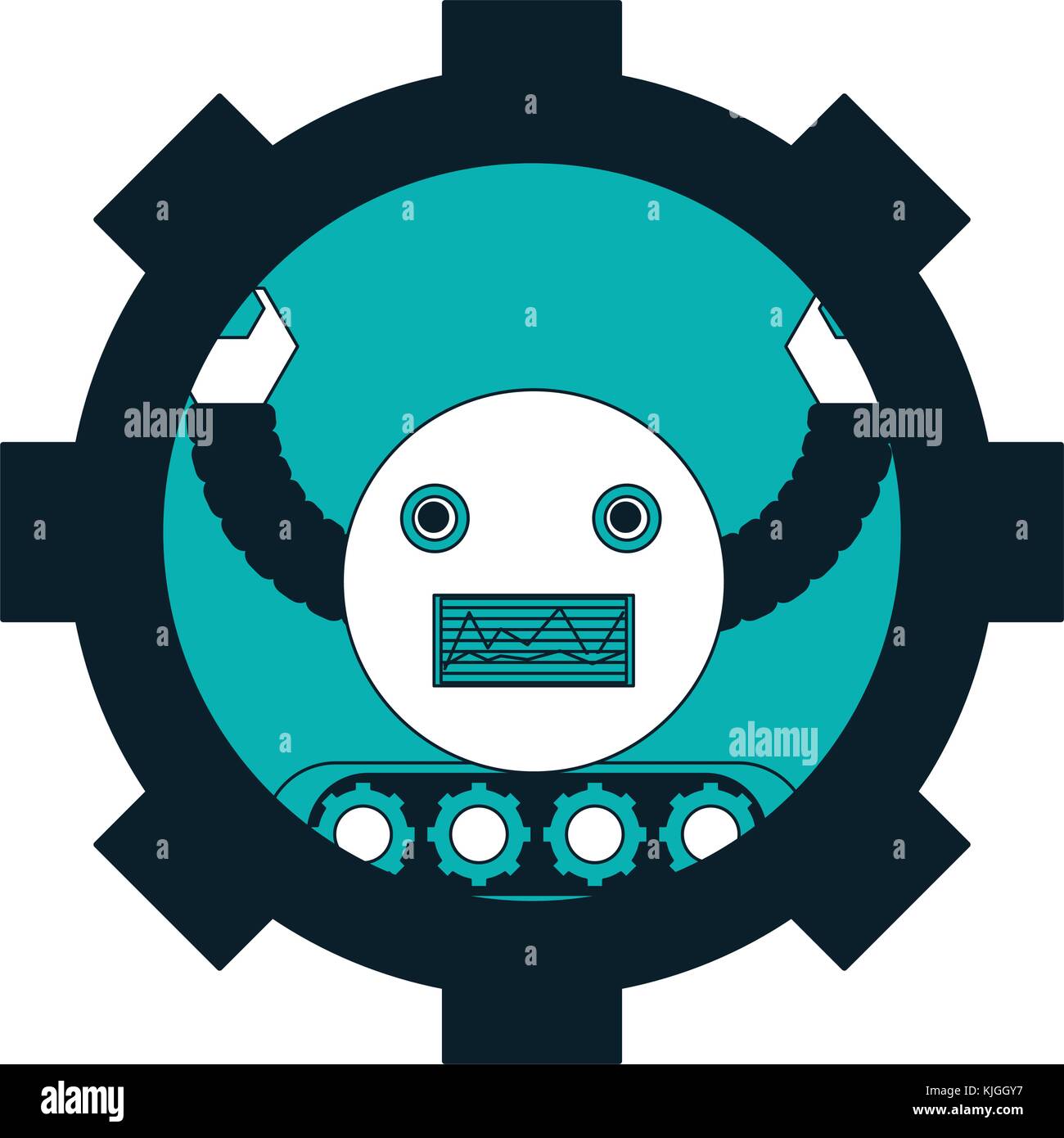 gear wheel with a robot icon Stock Vector Image & Art - Alamy