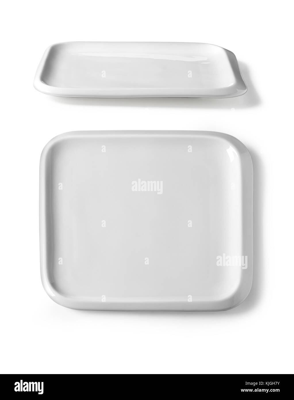 set of empty white plate on the white background Stock Photo - Alamy