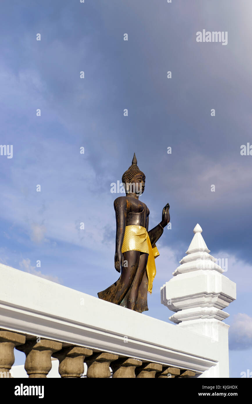 Buddha statue with open hand palm, Buddhist temple, Thailand, Southeast ...