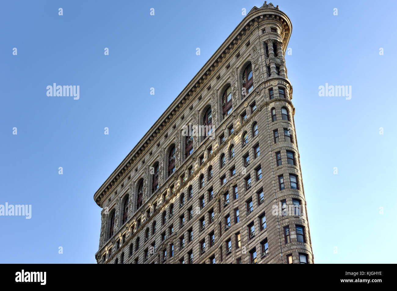 New York City - August 1, 2015: Flat Iron building facade. Completed in ...