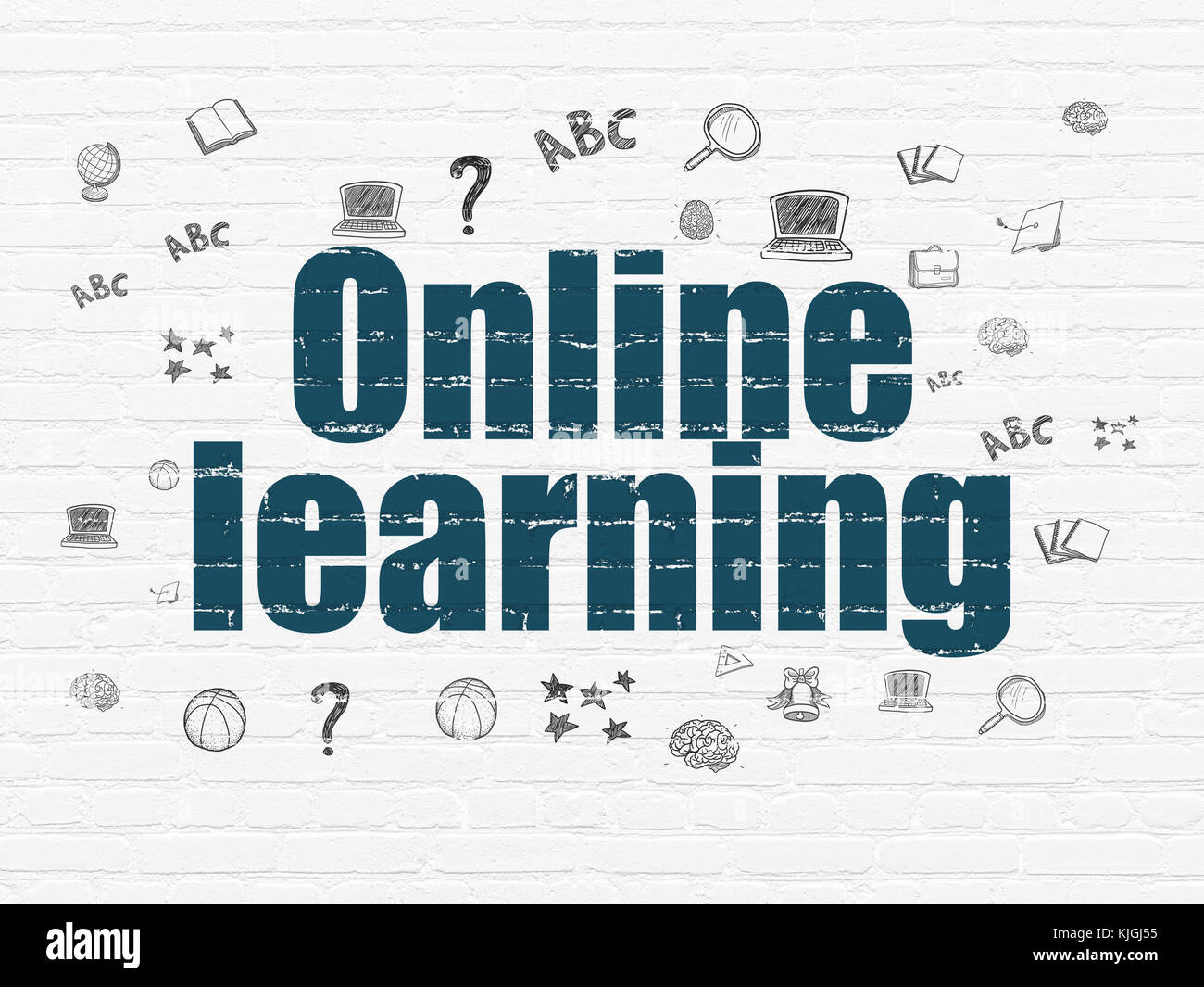Education concept: Online Learning on wall background Stock Photo - Alamy