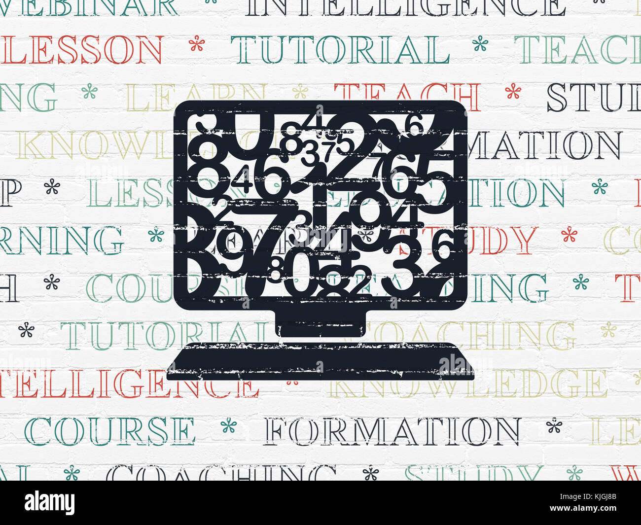 Education concept: Computer Pc on wall background Stock Photo - Alamy