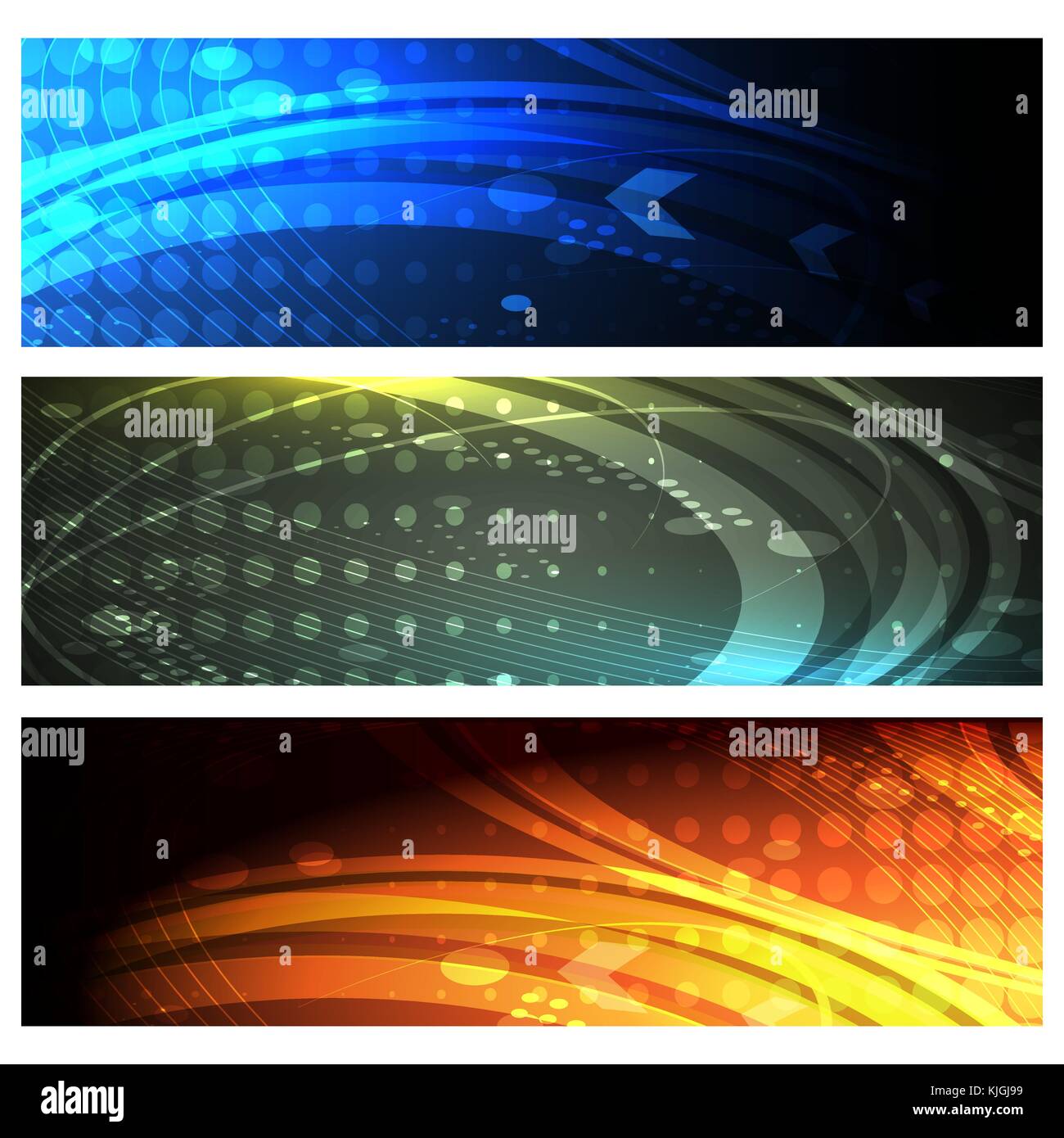 Abstract banners set with image of speed motion blur over dark ...