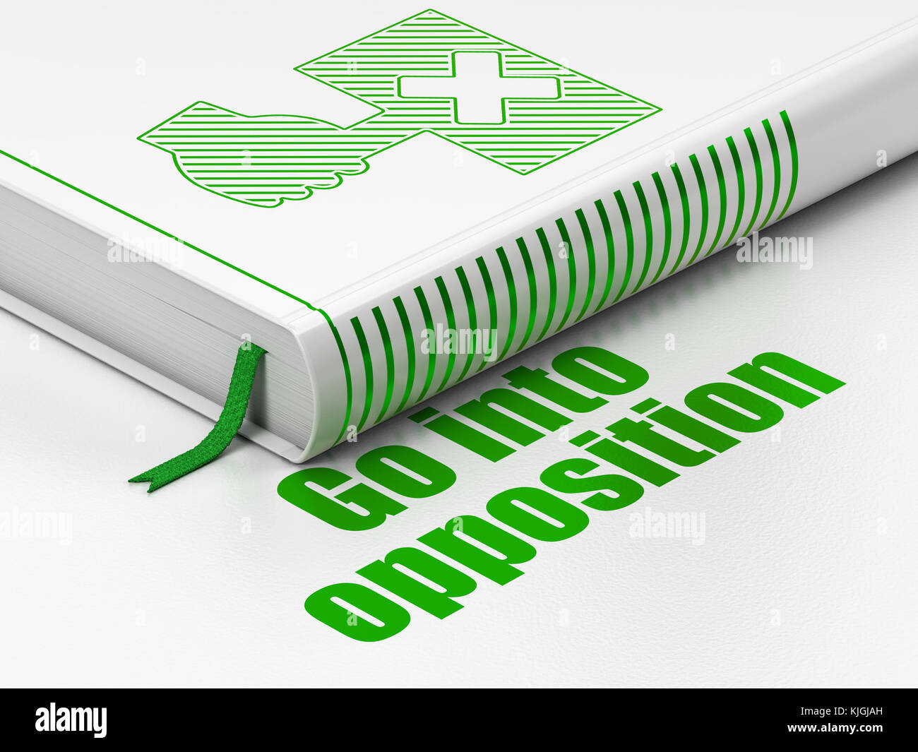 Politics concept: book Protest, Go into Opposition on white background ...