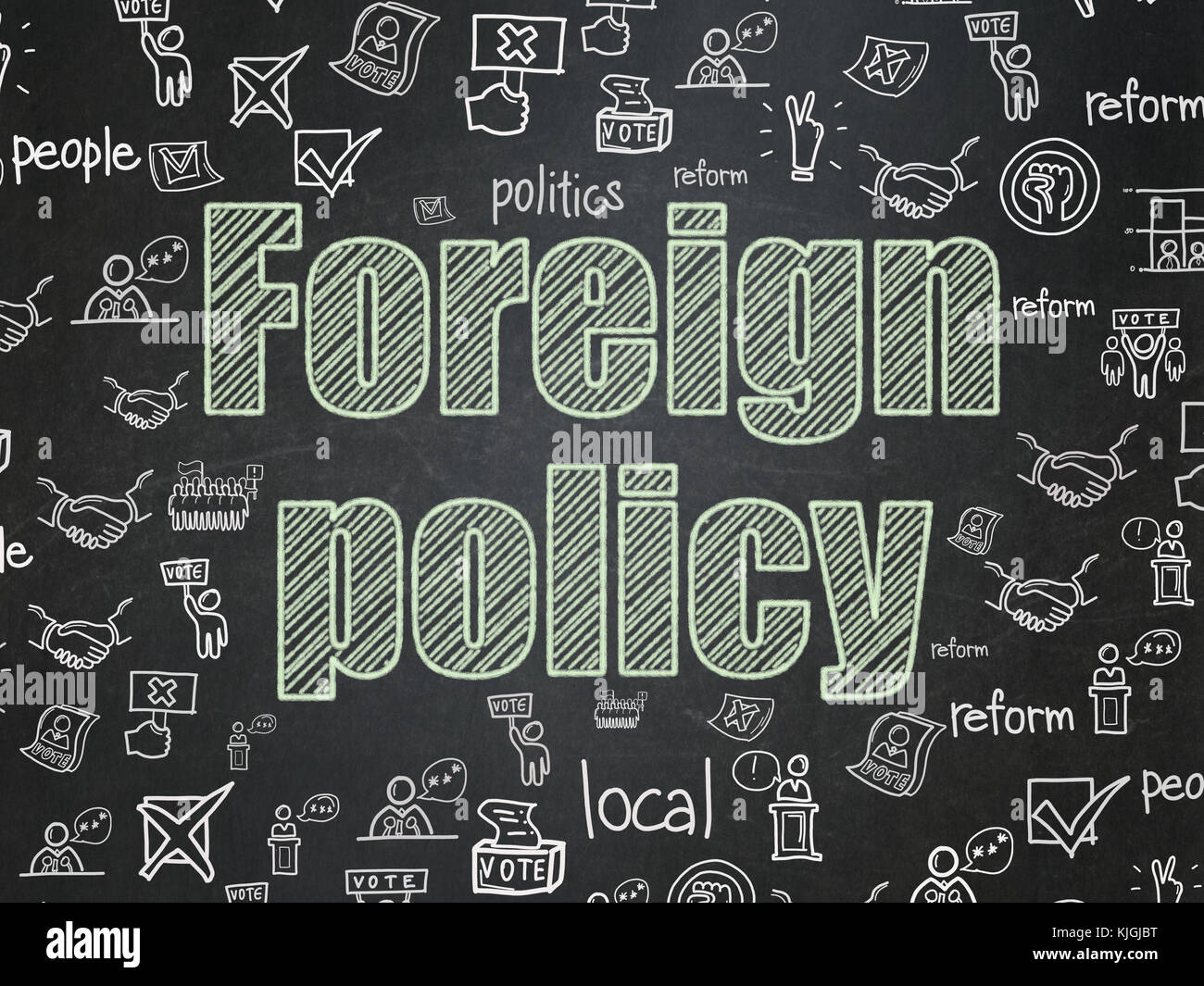 Politics concept: Foreign Policy on School board background Stock Photo ...
