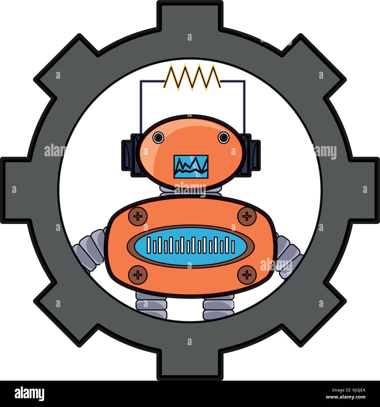 gear wheel with a robot icon Stock Vector Image & Art - Alamy
