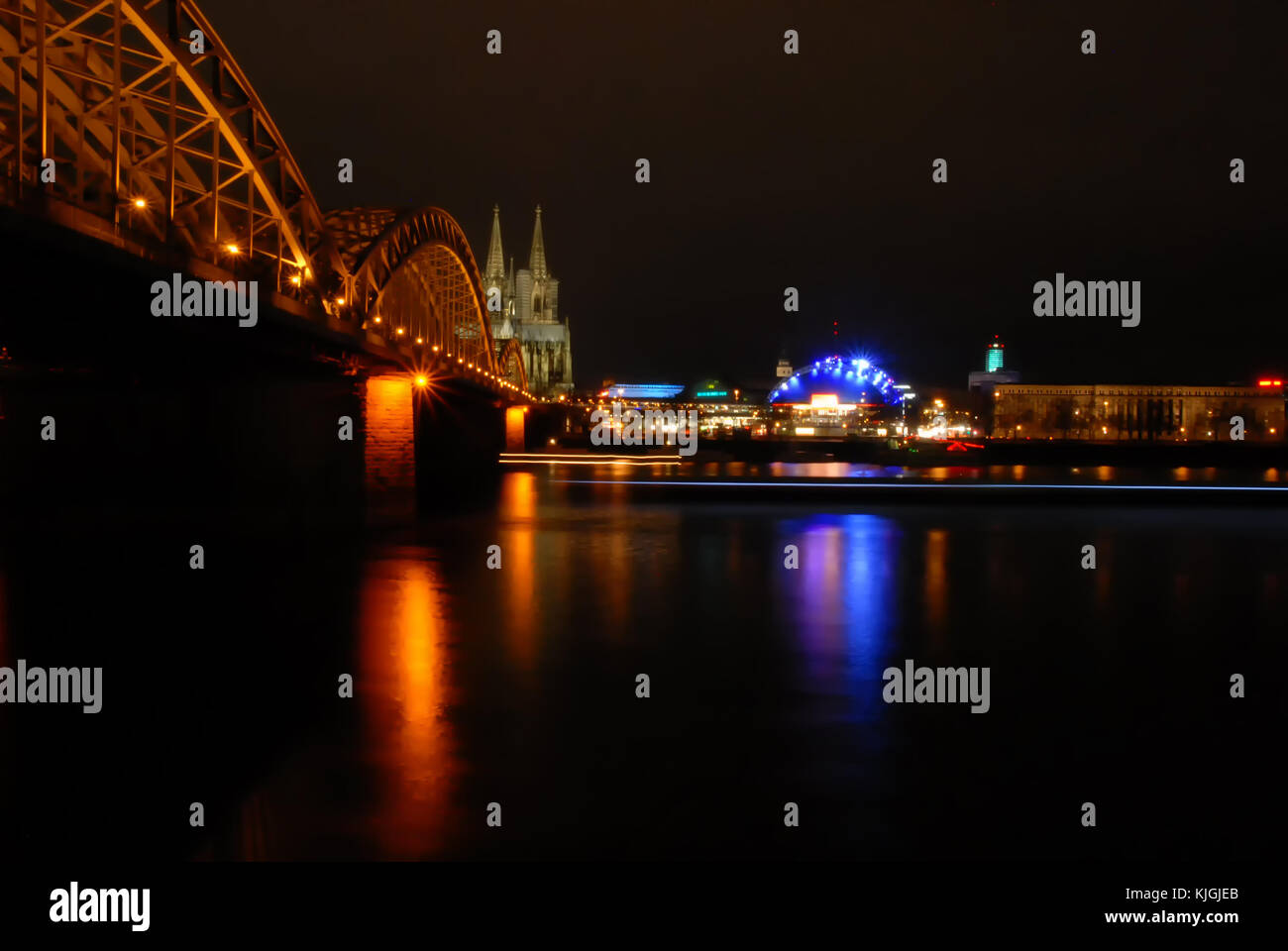 View on Hohenzollern Bridge, Musical Dome and Cologne Cathedral in at ...