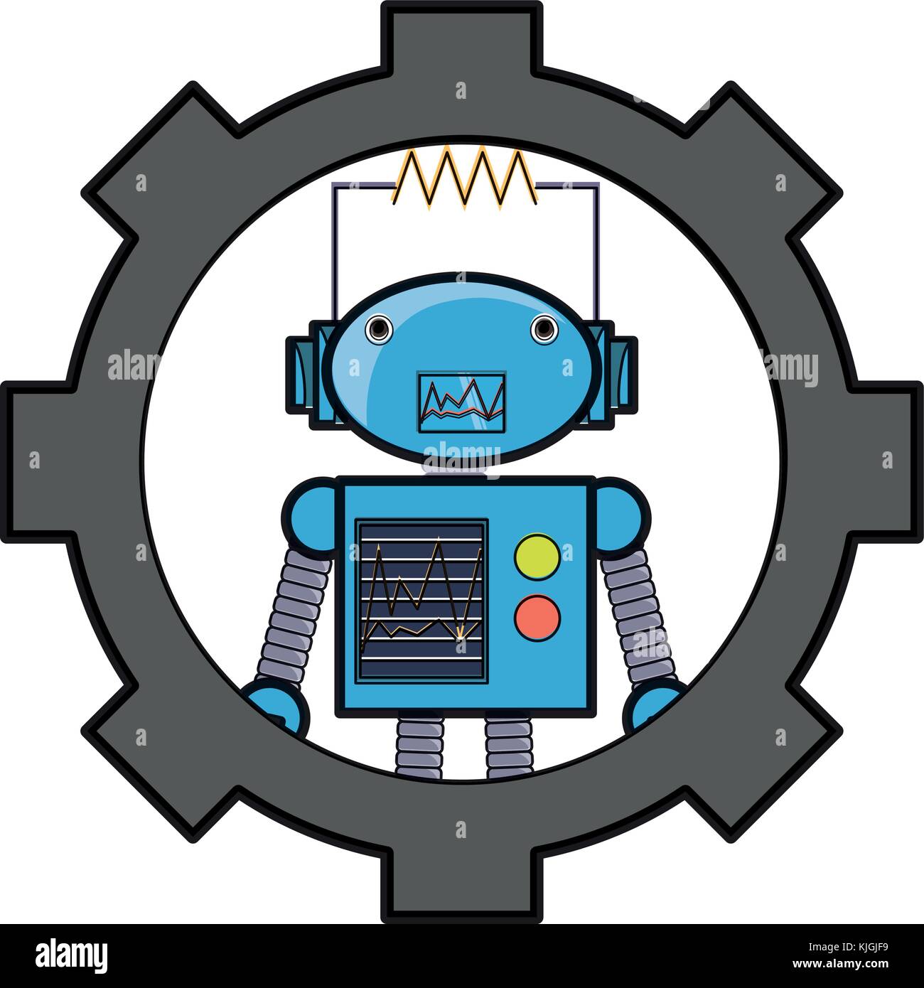 gear wheel with a robot icon Stock Vector Image & Art - Alamy