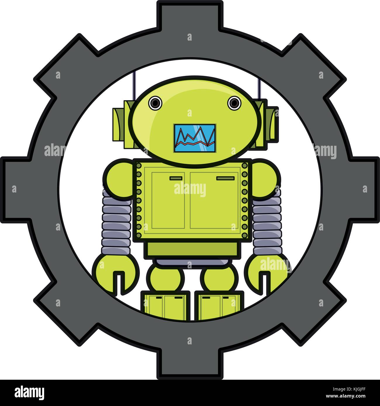gear wheel with a robot icon Stock Vector Image & Art - Alamy