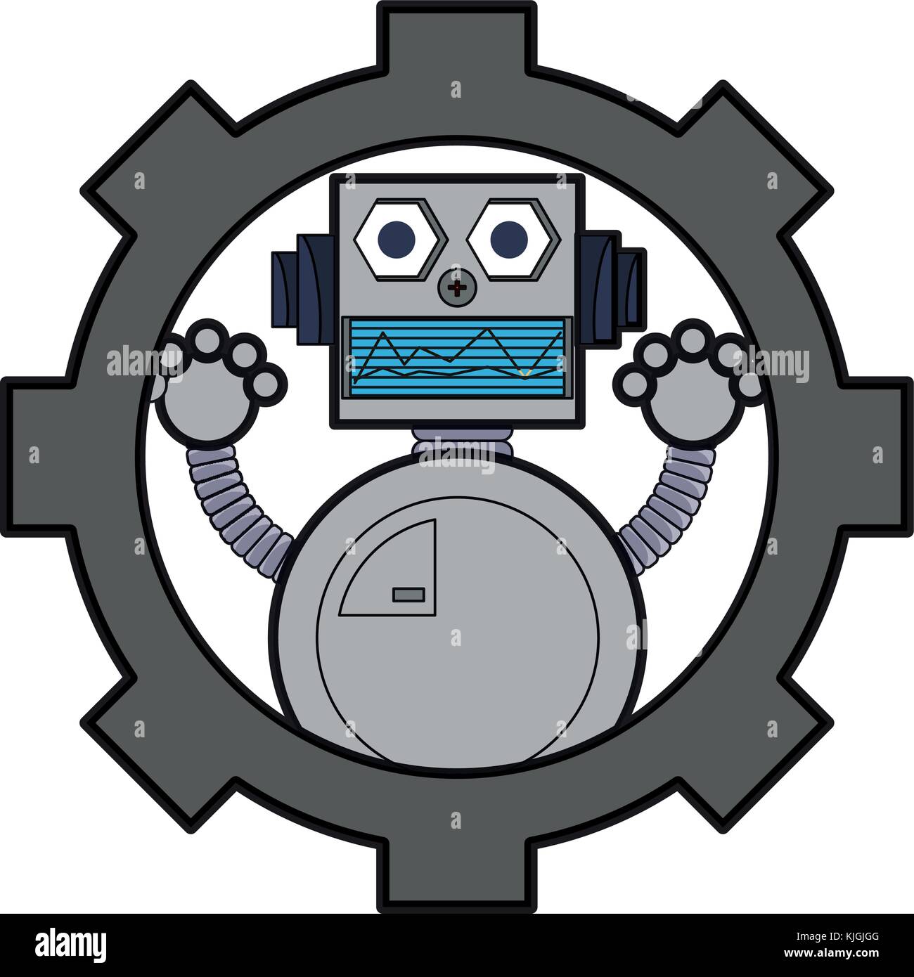 gear wheel with a robot icon Stock Vector Image & Art - Alamy