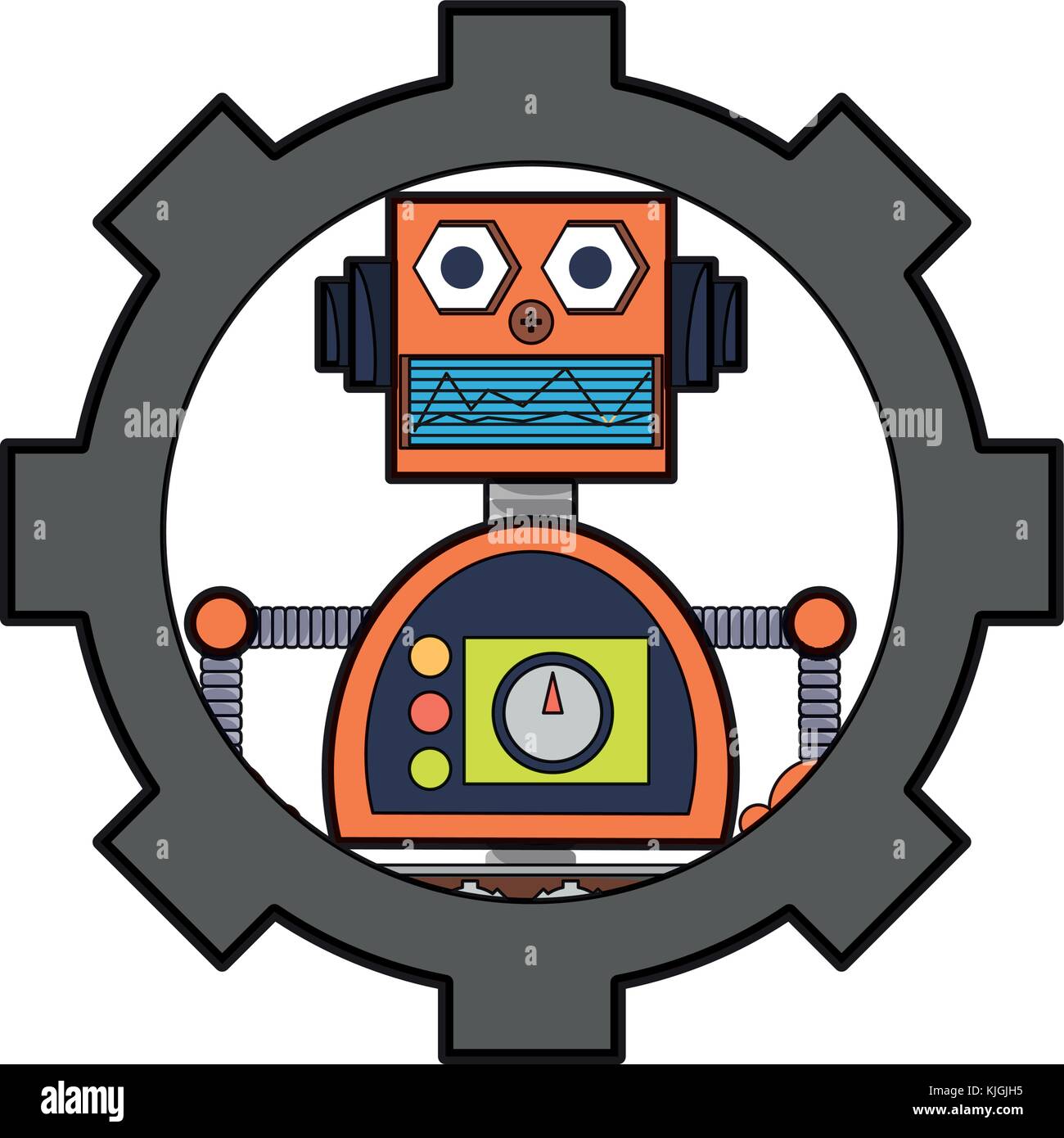 gear wheel with a robot icon Stock Vector Image & Art - Alamy
