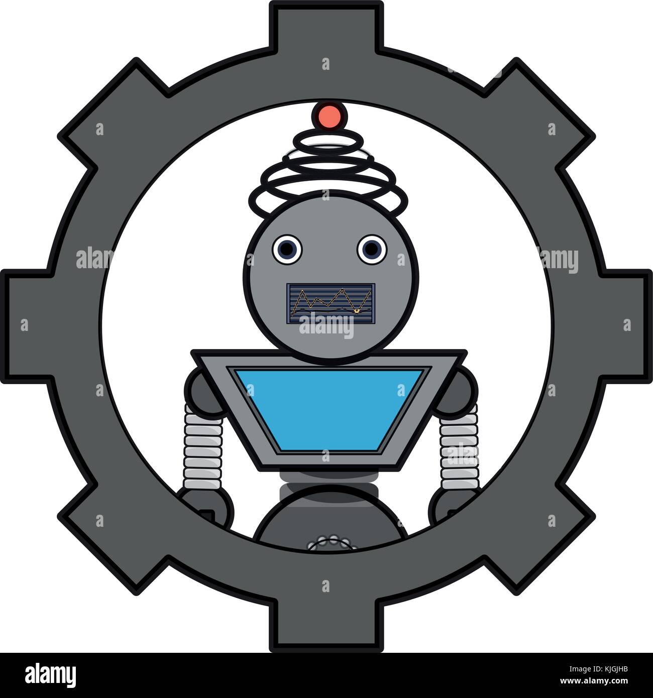 gear wheel with a robot icon Stock Vector Image & Art - Alamy