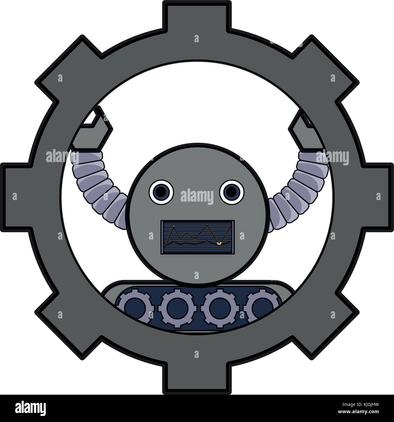 gear wheel with a robot icon Stock Vector Image & Art - Alamy