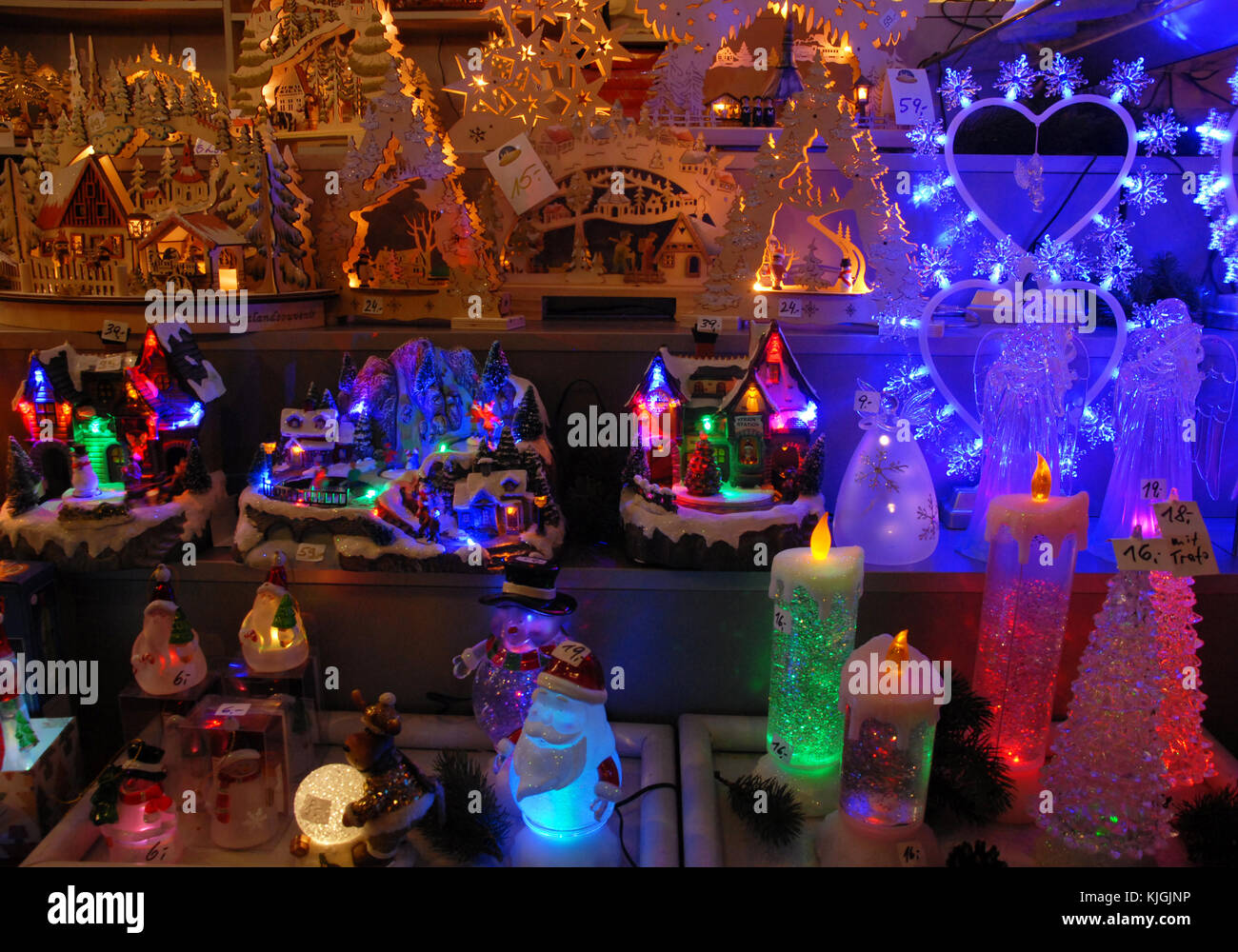 Christmas decorations displayed for sale at a Christmas Market Stock ...