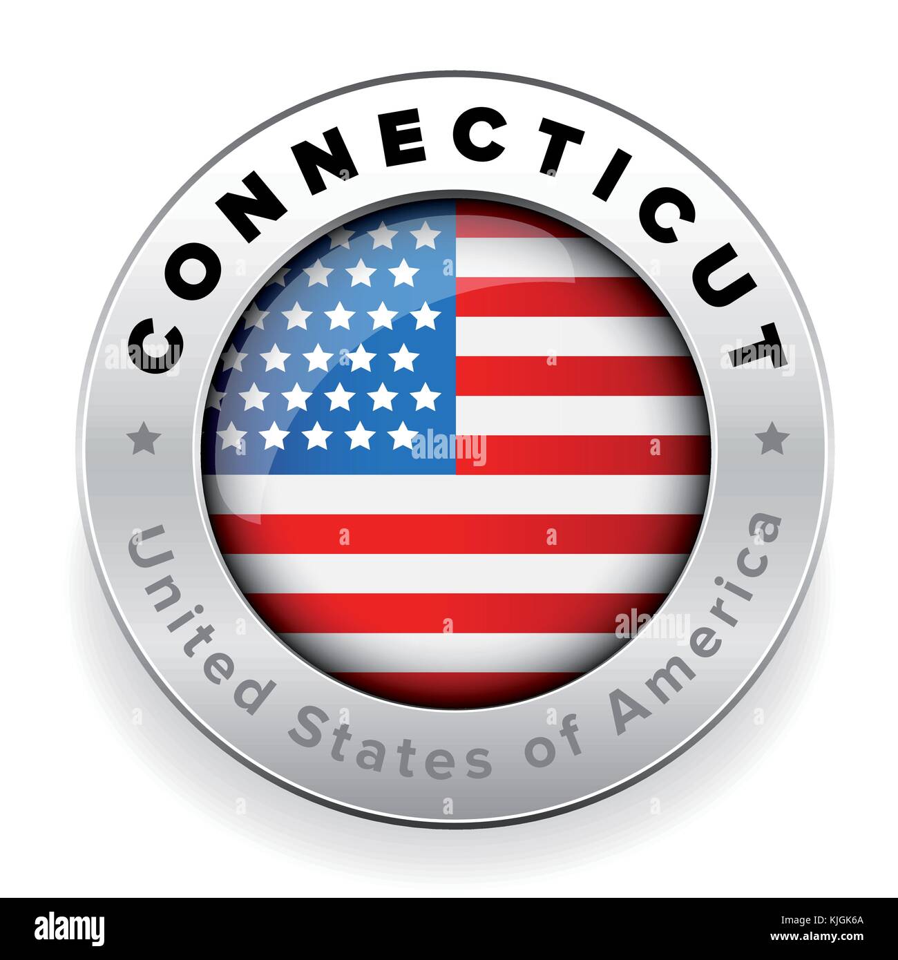 Connecticut Usa flag badge button vector Stock Vector Image & Art - Alamy