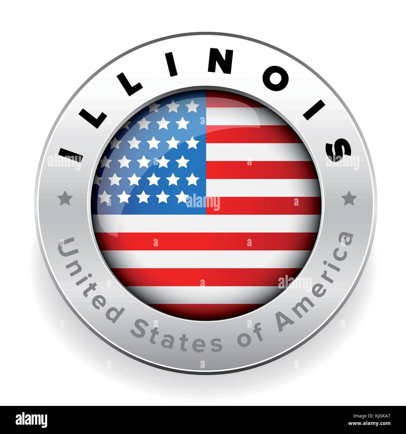 Illinois Usa flag badge button vector Stock Vector Image & Art - Alamy