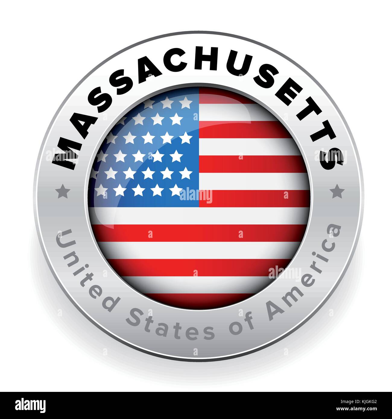 Massachusetts Usa flag badge button vector Stock Vector Image & Art - Alamy