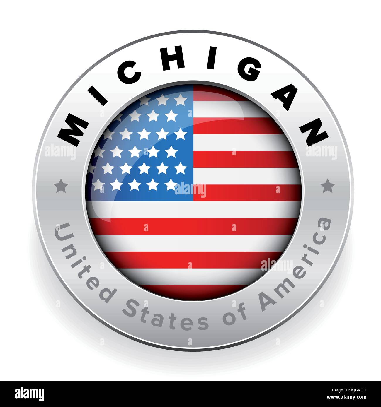 Michigan Usa flag badge button vector Stock Vector Image & Art - Alamy