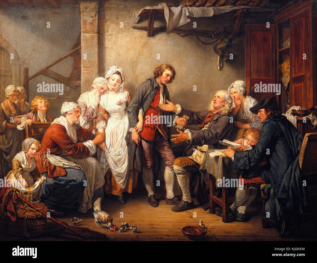 Greuze Jean Baptiste - The Village Permission Paris . Musee du Louvre ...