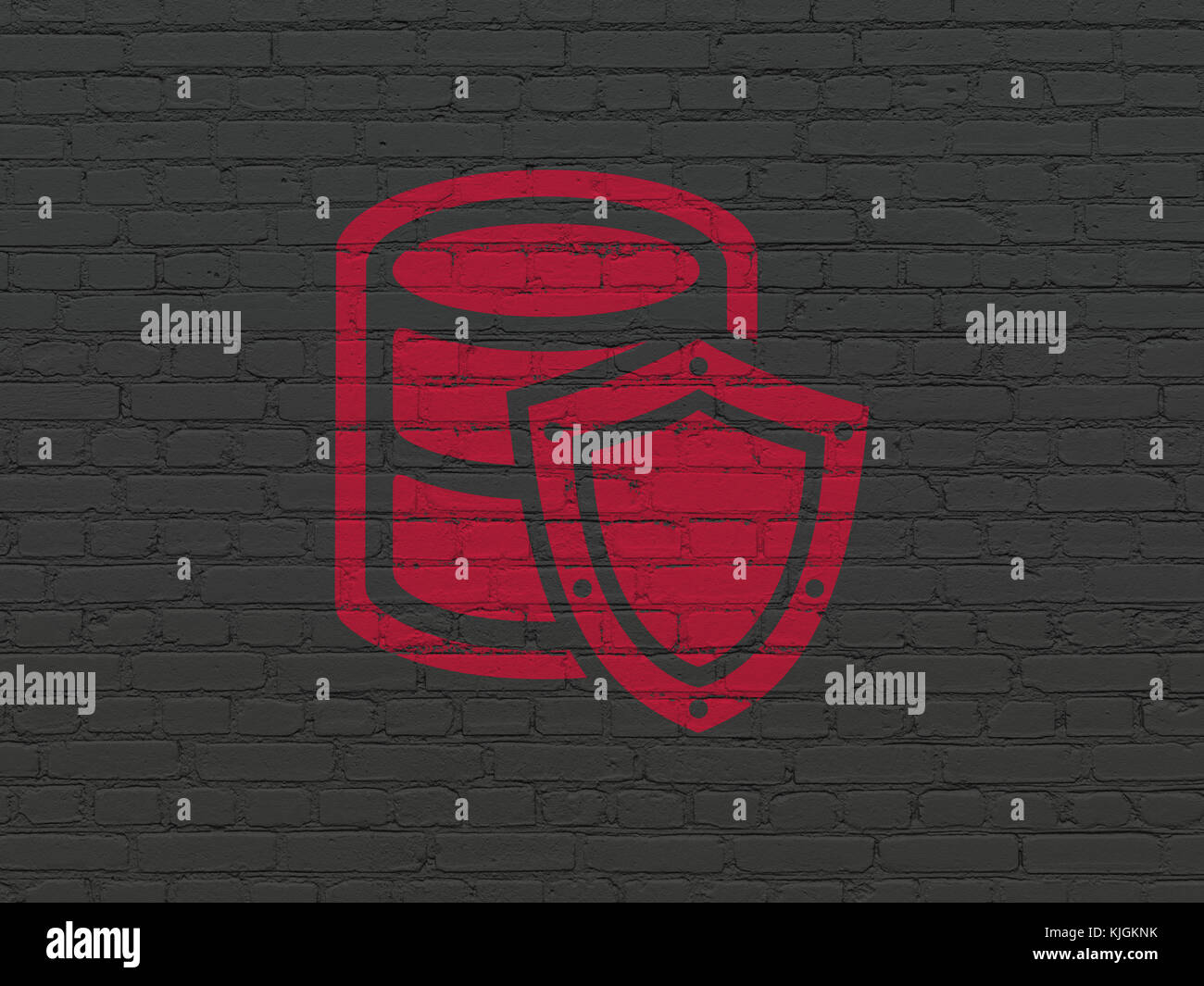Database concept: Database With Shield on wall background Stock Photo ...