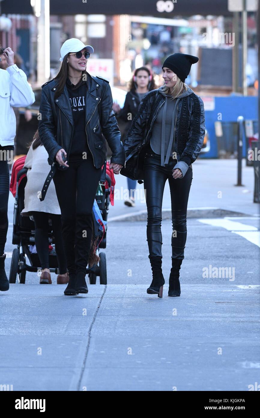 NEW YORK, NY - SEPTEMBER 06: Model Hailey Baldwin walks holding hands ...