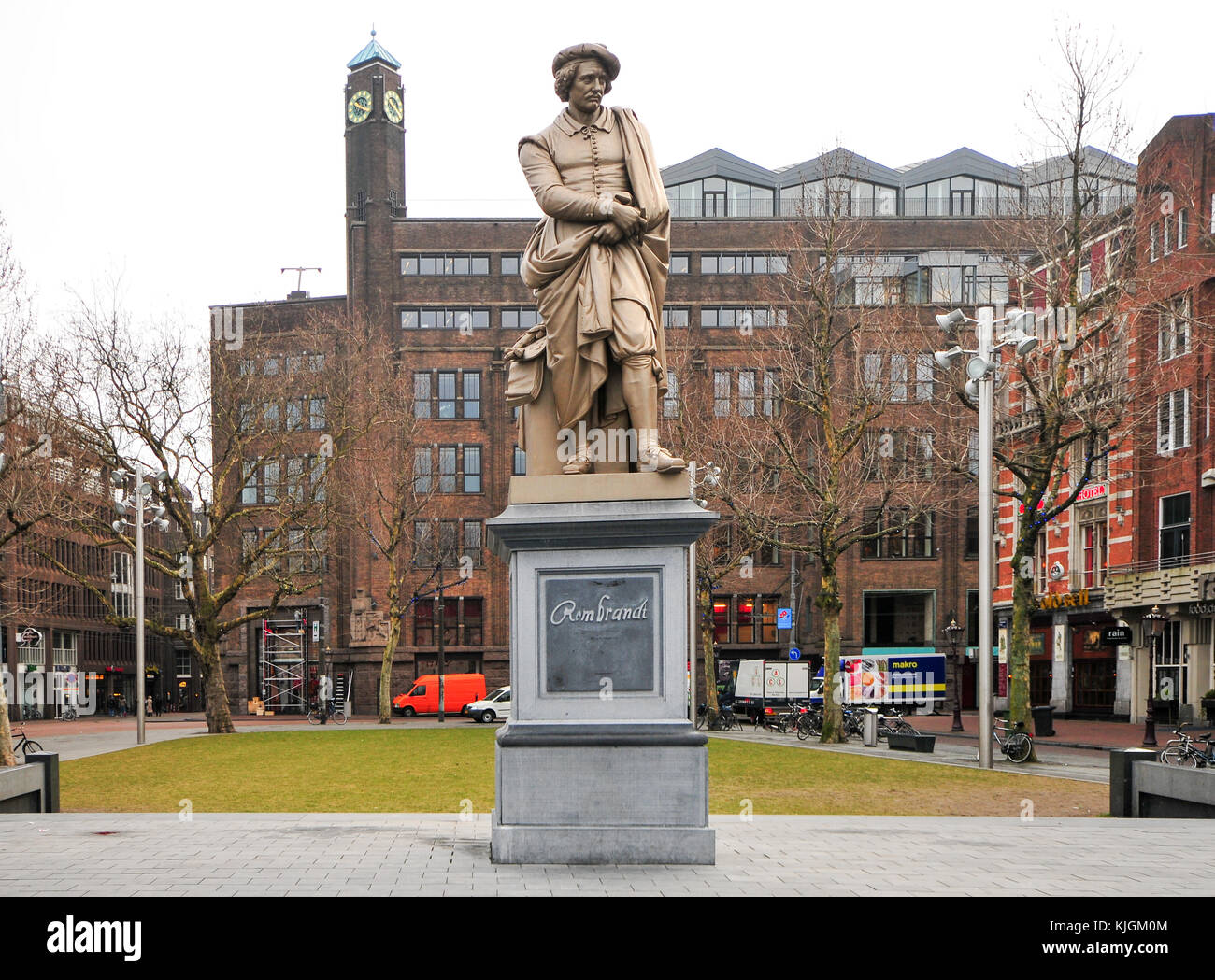 Amsterdam, Netherlands - Feburary 24, 2012: Rembrandt statue on ...