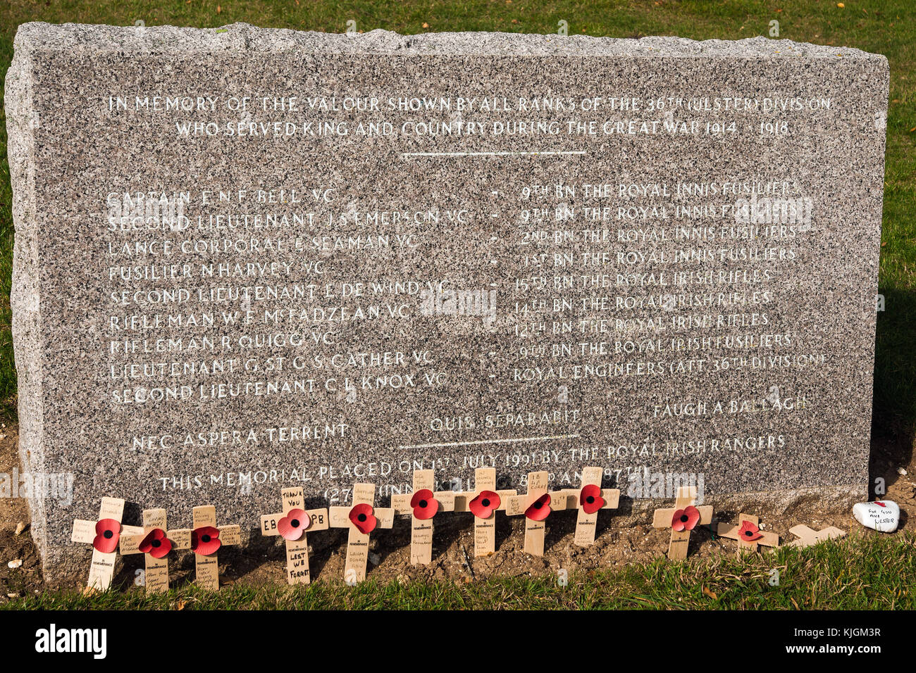 Memorial to all Ulster Division WWI Victoria Cross winners, in the ...