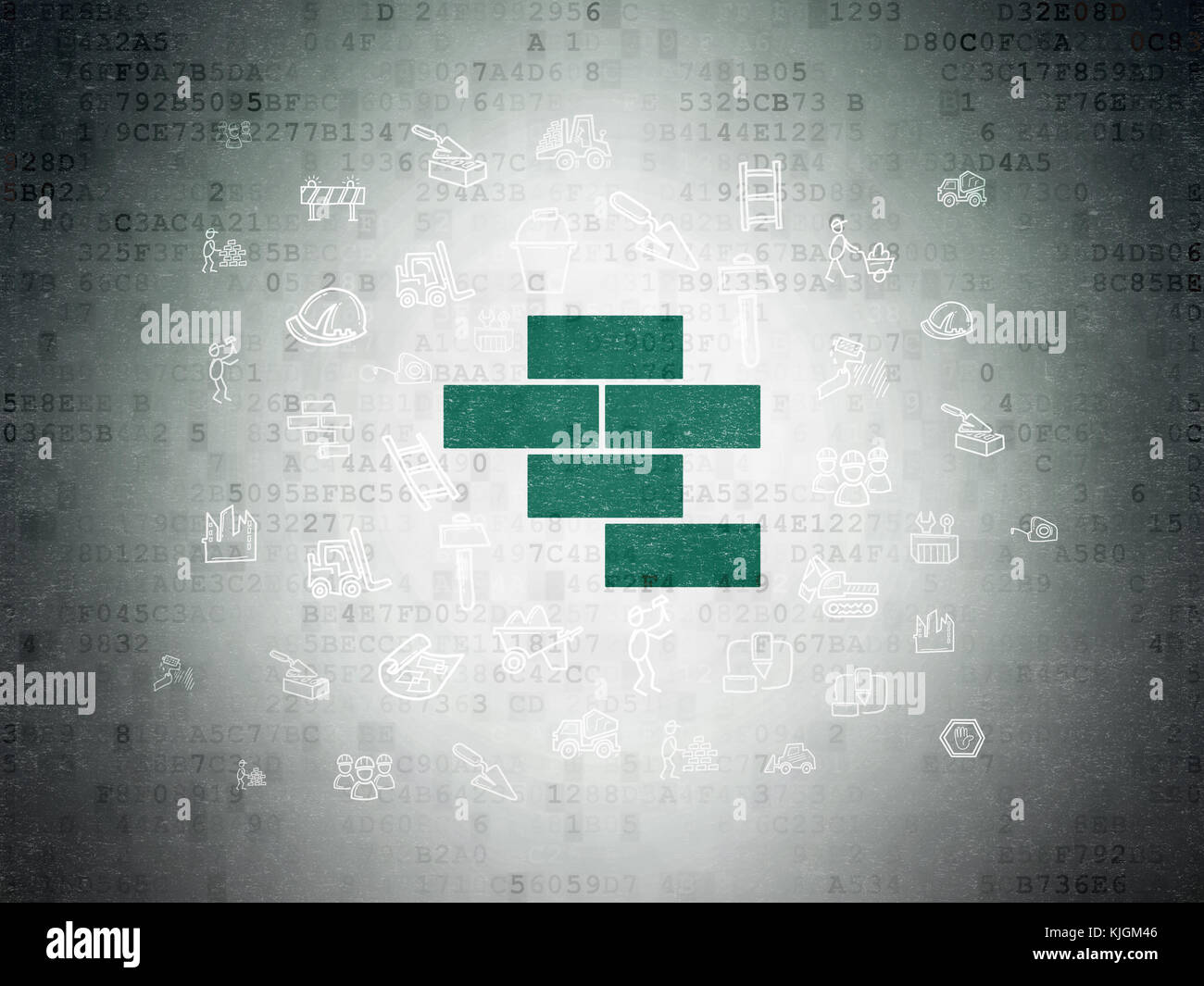 Construction concept: Bricks on Digital Data Paper background Stock ...