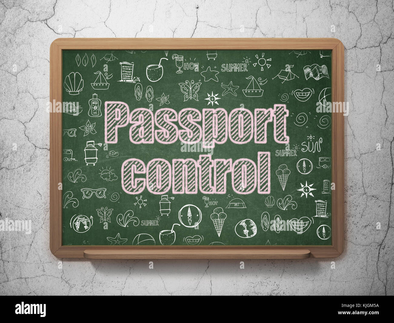 Tourism concept: Passport Control on School board background Stock ...