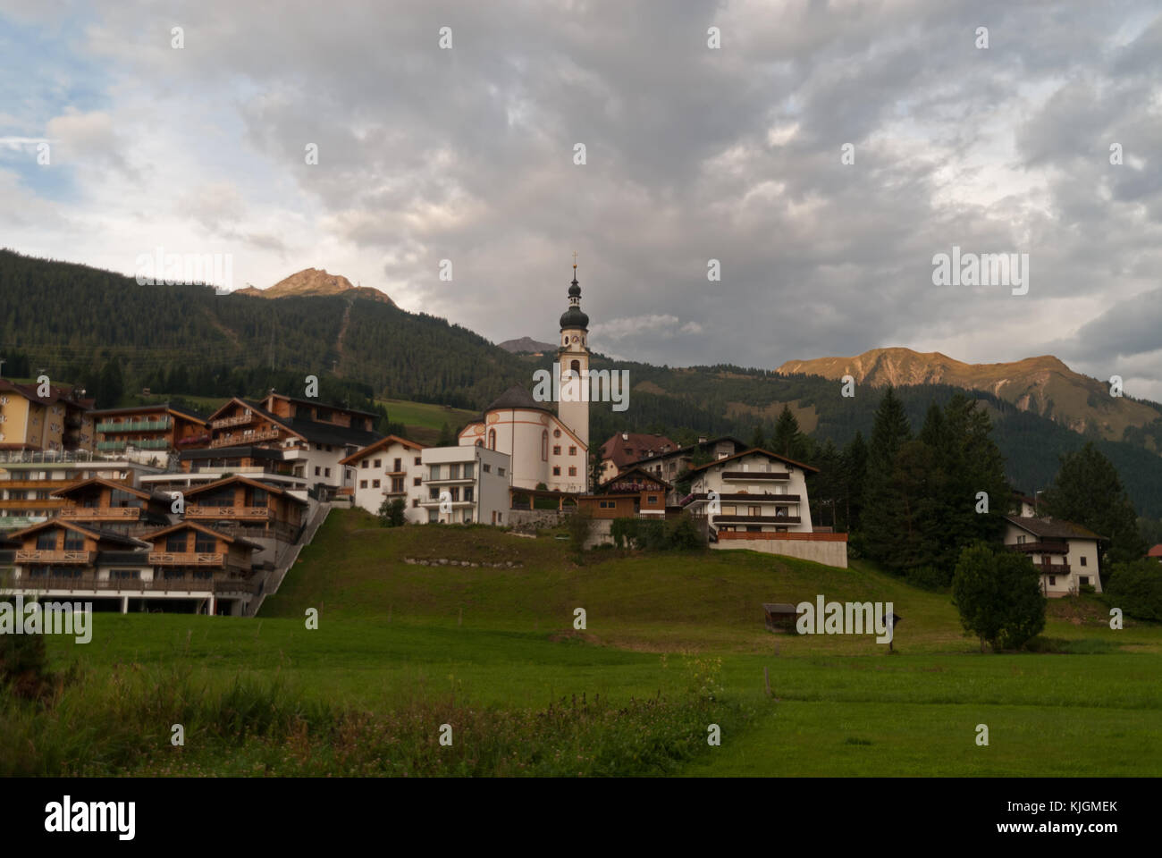 Lermoos, Austria, in the alps during sunrise with cloudy sky Stock ...