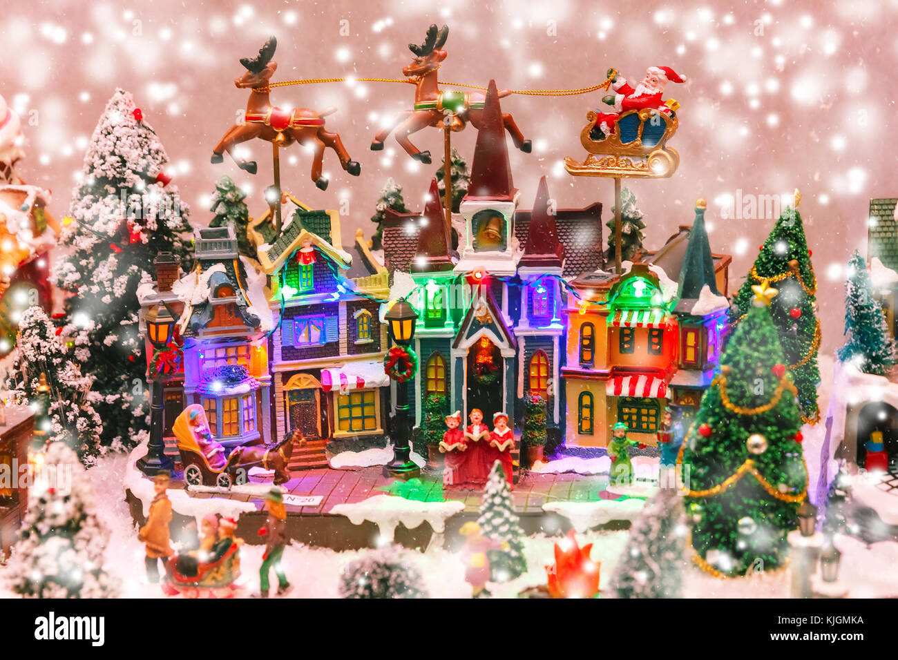 Christmas scene on the shopwindow Stock Photo - Alamy