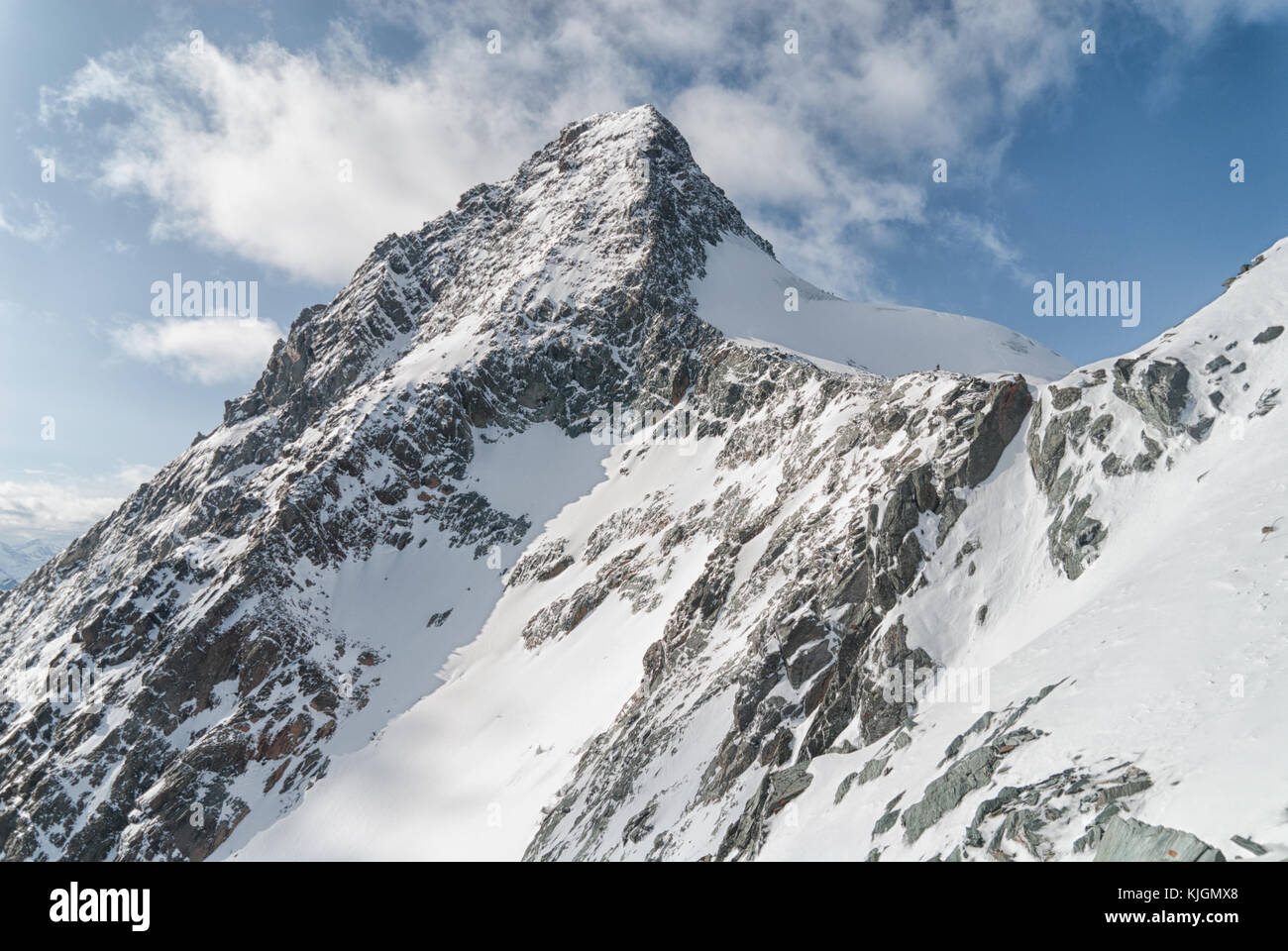 View of the snowbound summit of Großglockner (alps), Austria Stock ...