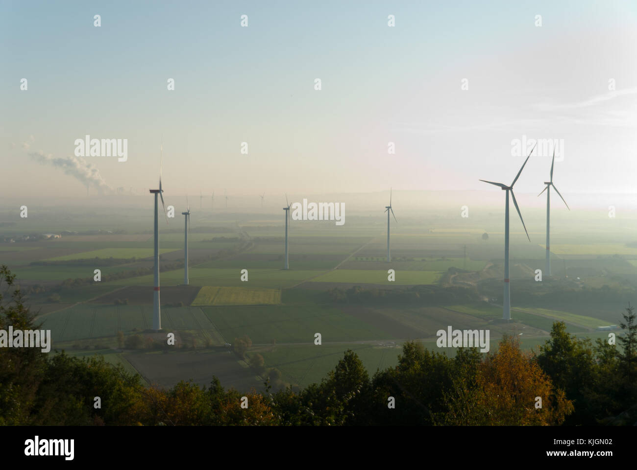 Wind turbines in Germany, at sunrise Stock Photo - Alamy